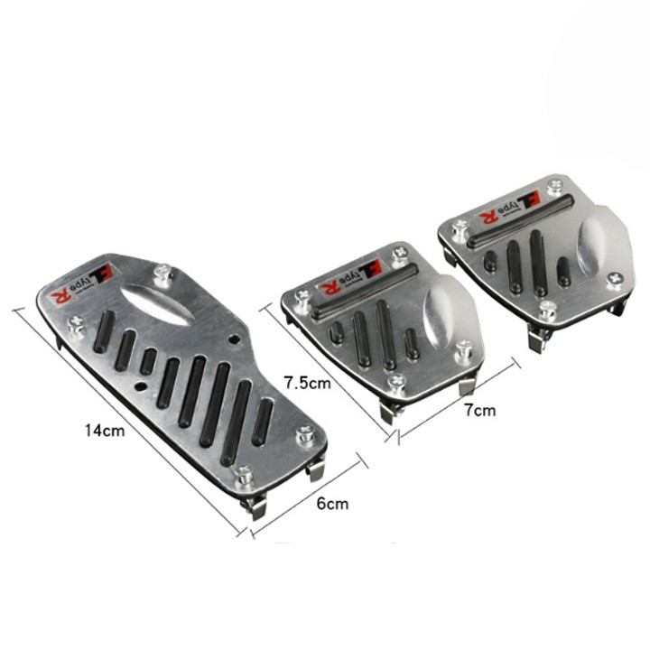 Set of 3 rubber ribbed metal pads for brake pedal, brake pedal, pedal ...