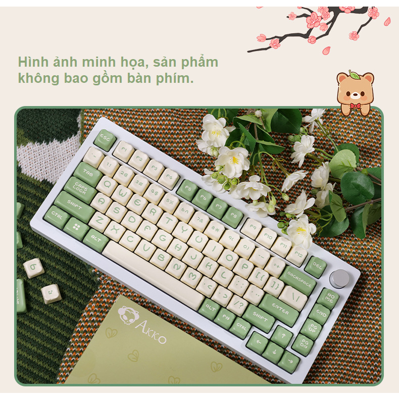 Akko Sakura Matcha Bear Keycap - PBT Plastic - OEM doubleshot profile ...