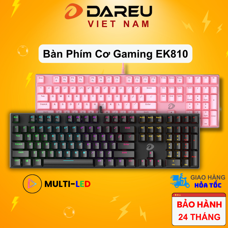 Dareu EK810 Pink / Black Mechanical Gaming Keyboard (MULTI-LED, Blue ...