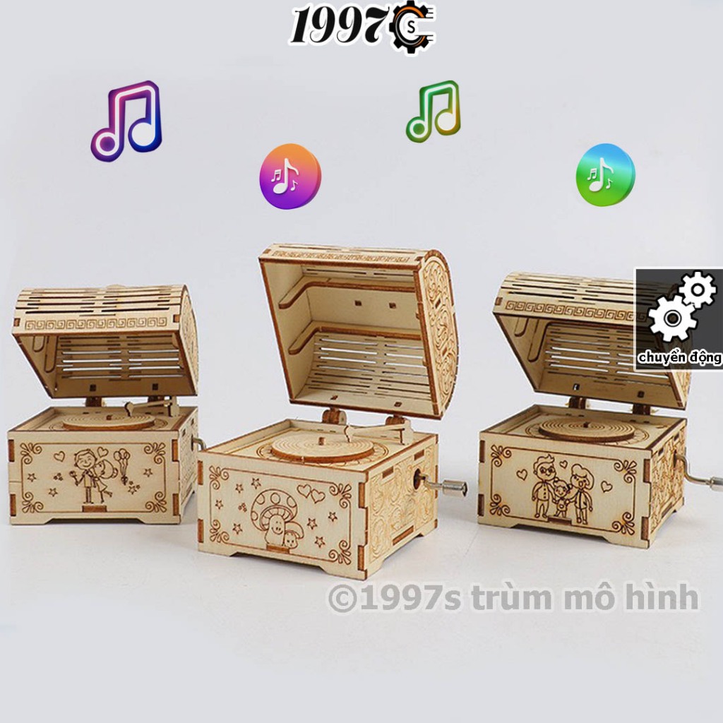 Diy assembled mini wooden treasure chest music box, birthday gift, CNY ...