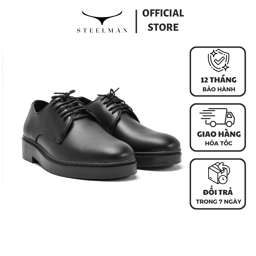 STEEL MAN men's Derby shoes made of smooth leather with 3cm rubber sole ...