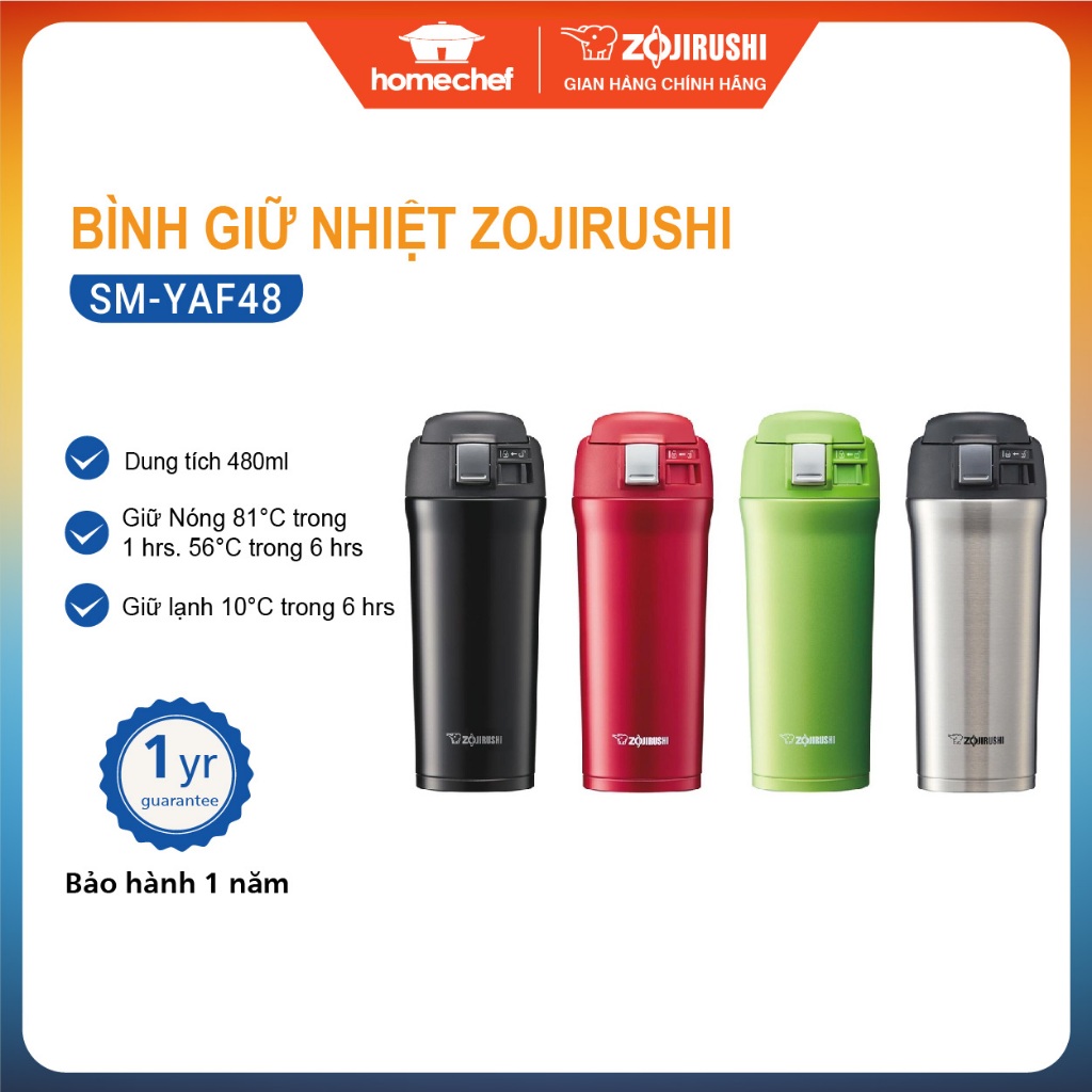 Zojirushi hot and cold thermos bottle 480ml SM-YAF48, made in Thailand, retains heat for 1 year ...