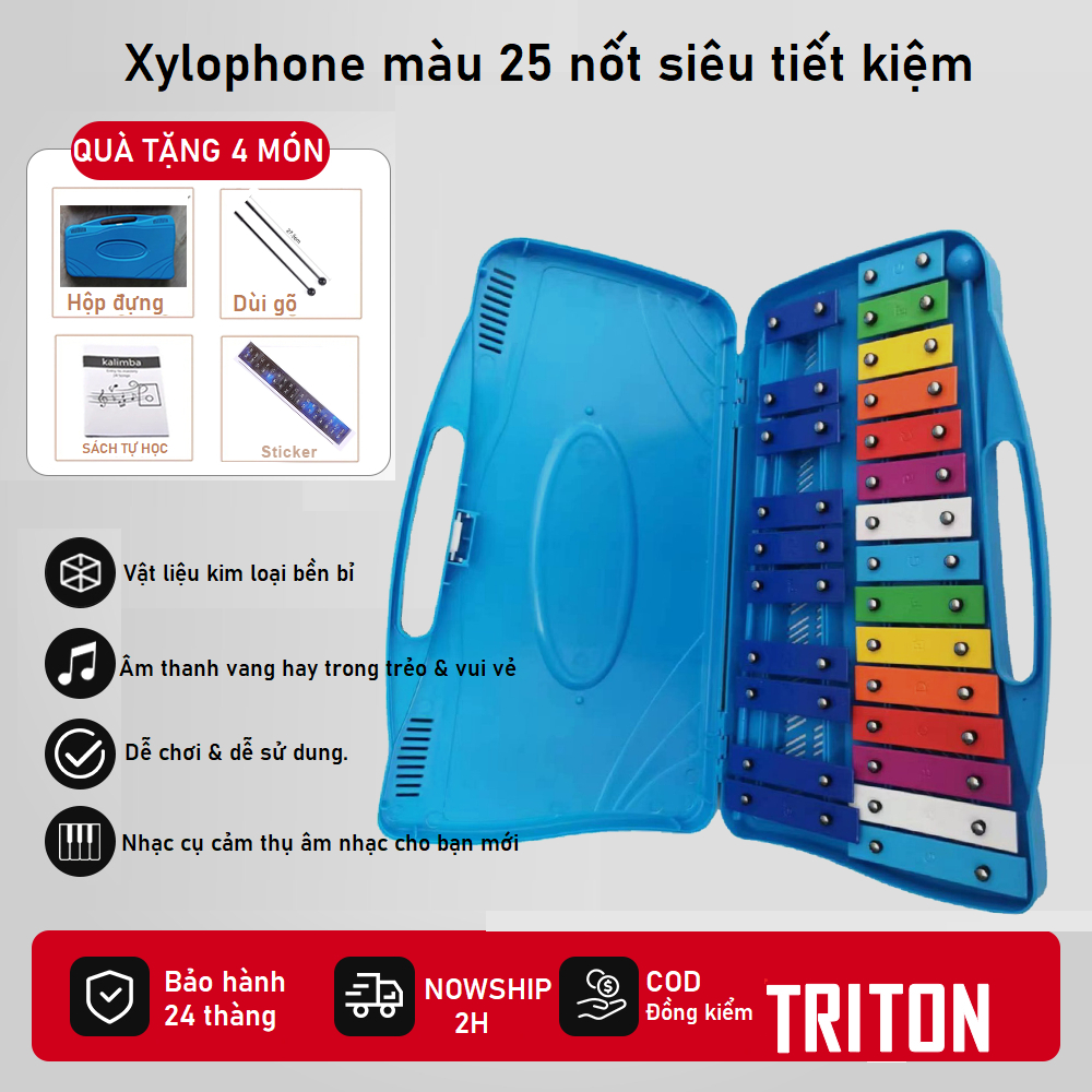 Marimba TRITON XY25P Xylophone - 25 COLOR METAL KEYS AND TRAVEL BOX ...