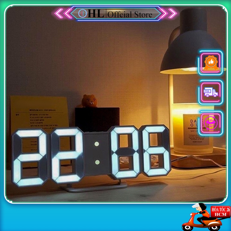 3d LED desk clock - Youthful design - Displays time, date, temperature ...