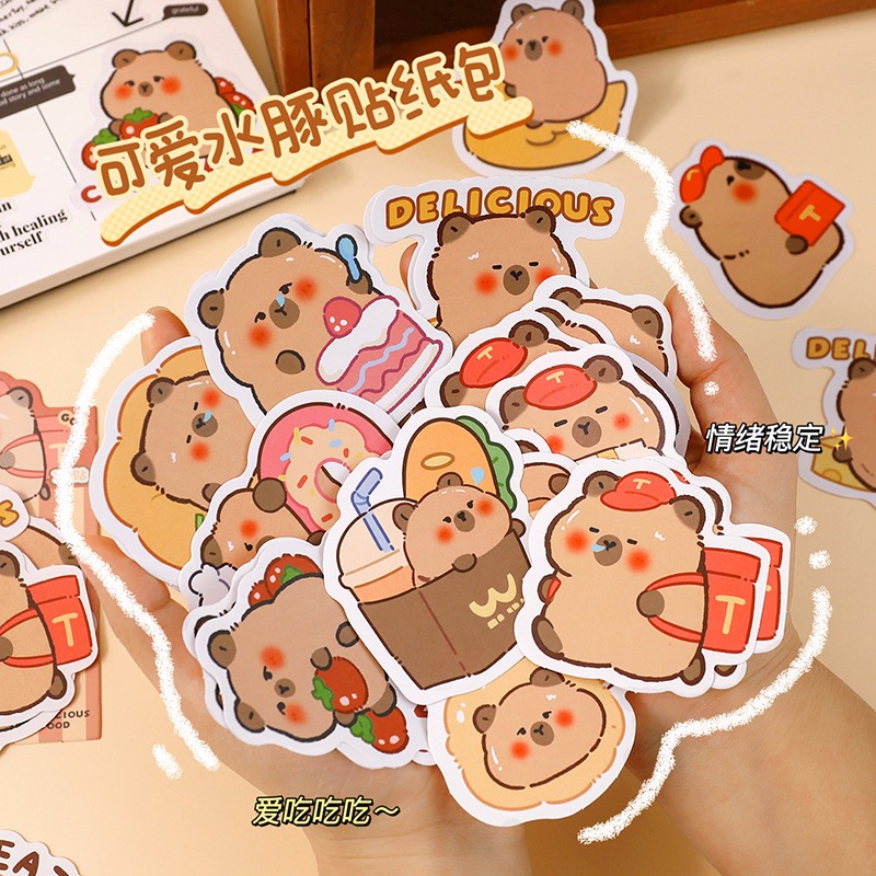 Fat Capybara stickers for helmets, guitars, ukulele, phones, notebooks ...