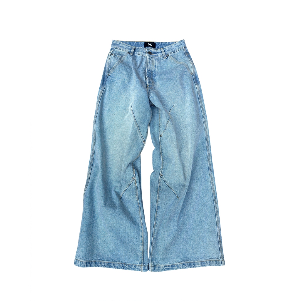 Mahu - UNISEX SILVER WASH WIDE-LET JEANS | Shopee Singapore