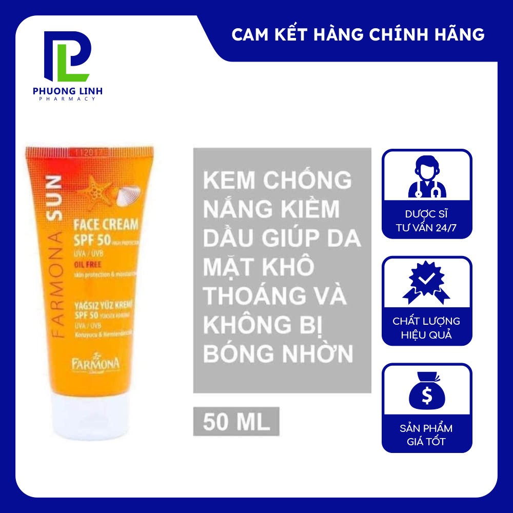 Farmona SUN FACE CREAM SPF 50+ Sunscreen For Oily Skin, Reduces Shine ...