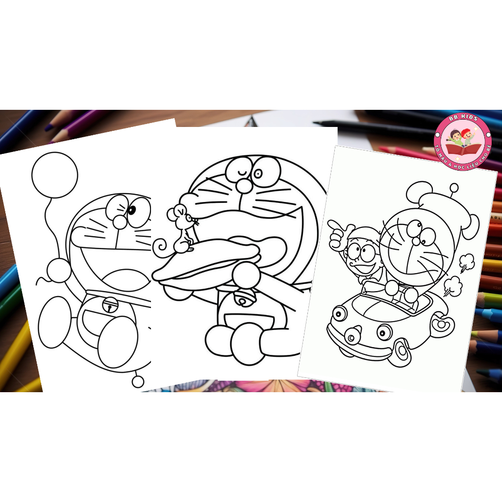 Doremon Coloring Set, Cute doremon Coloring Picture A5, A4 Size ...