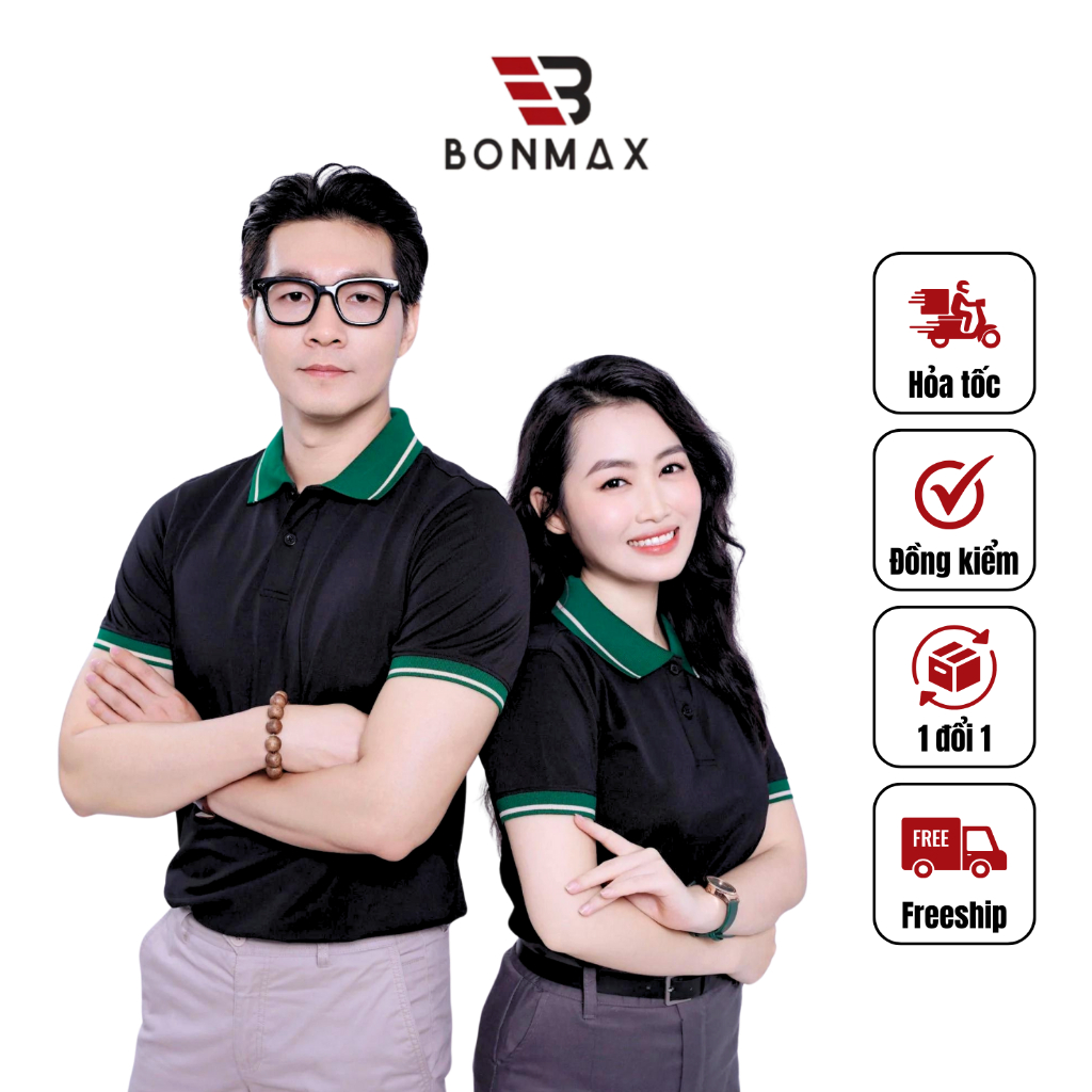 [PRINT On DEMAND] BONMAX Men's and Women's Uniform Polo T-shirt Office Poly Crocodile Fabric ...
