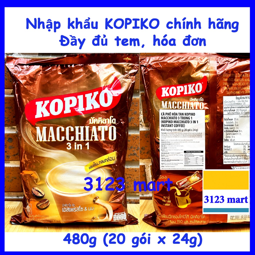 (expiry date 08/2026) Genuine. KOPIKO 3 in 1 instant milk coffee/coffee pack 480g (20 small ...