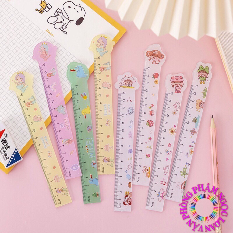 15cm long transparent plastic ruler with many cute characters for ...