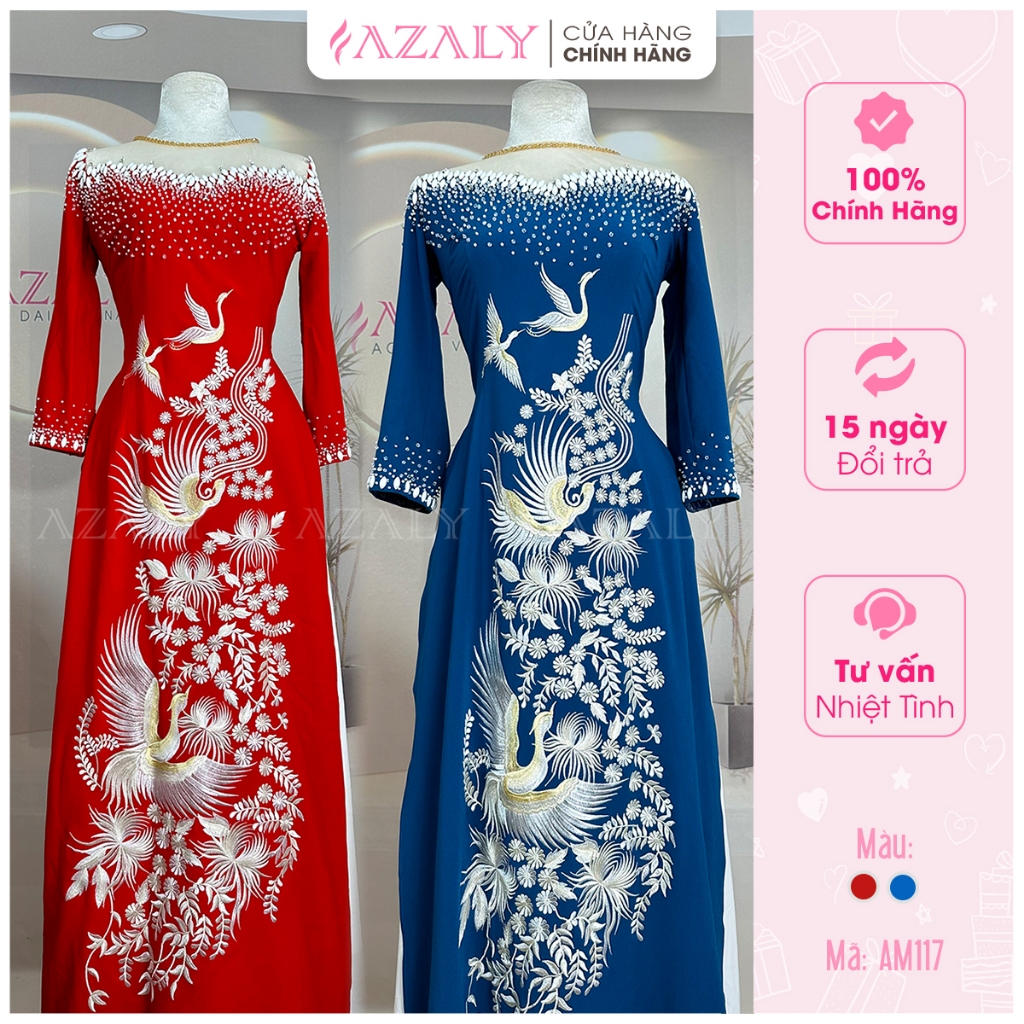 Ao Dai for Mother and Bride, hand-embroidered and applique AZALY, high ...