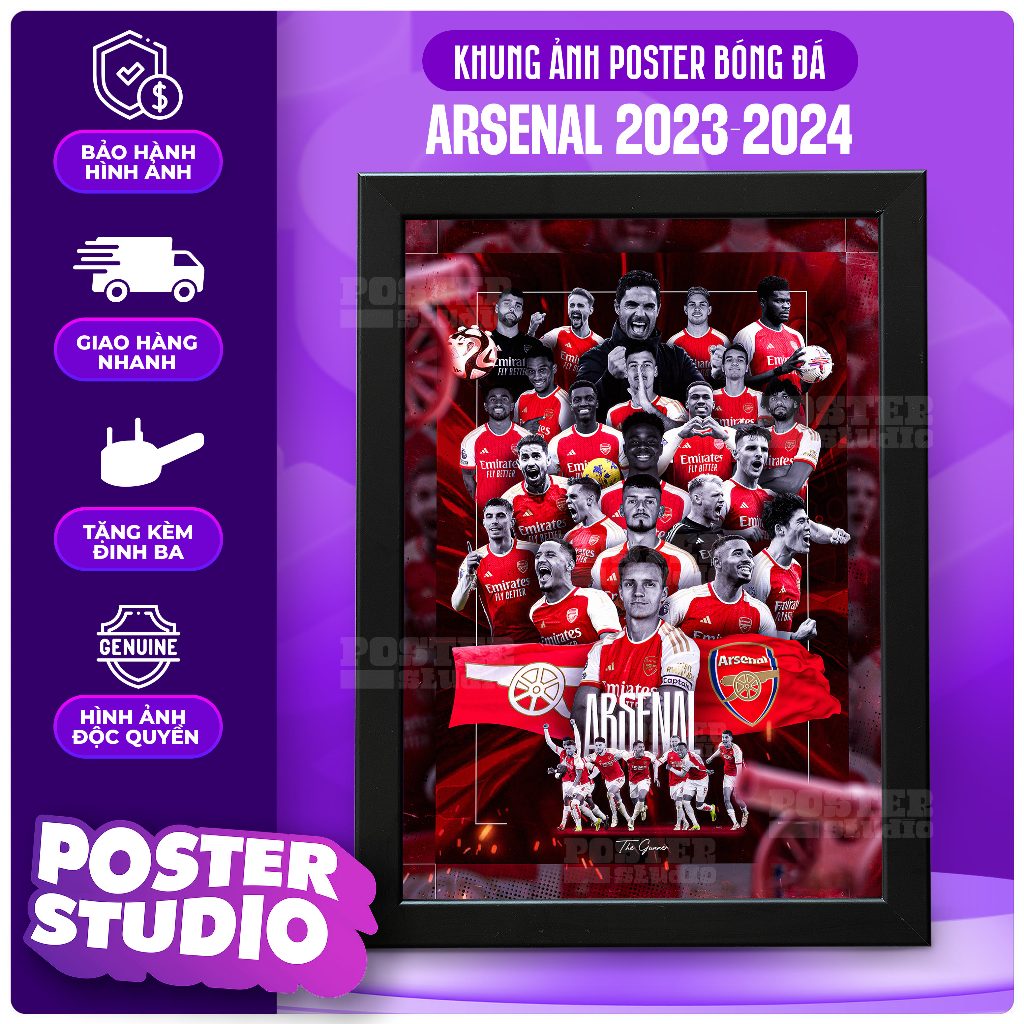 Arsenal football poster photo frame SEASON 23/24 includes 2 sizes for ...
