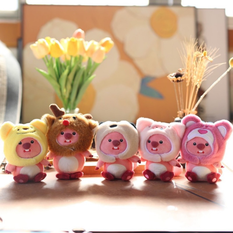 Lovely pink Loopy beaver keychain - Small stuffed bear shaped like ...
