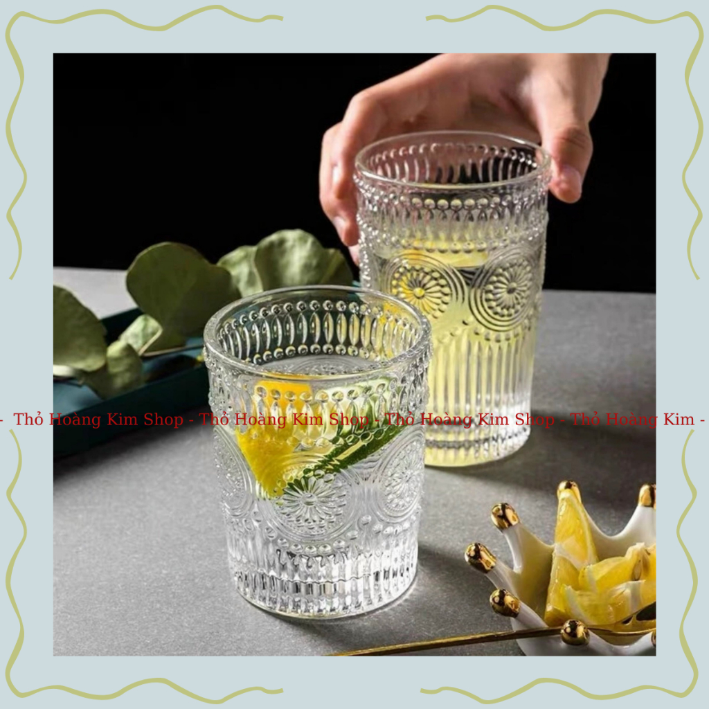 Sun flower patterned glass cups, glass set, Set of 6 gerbera flower ...