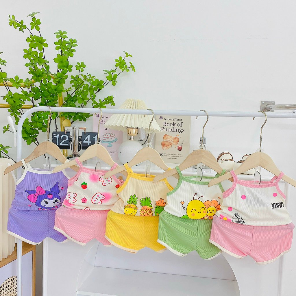 Combo of 5 sets of 2-string clothes with lovely prints for girls 3-18kg ...