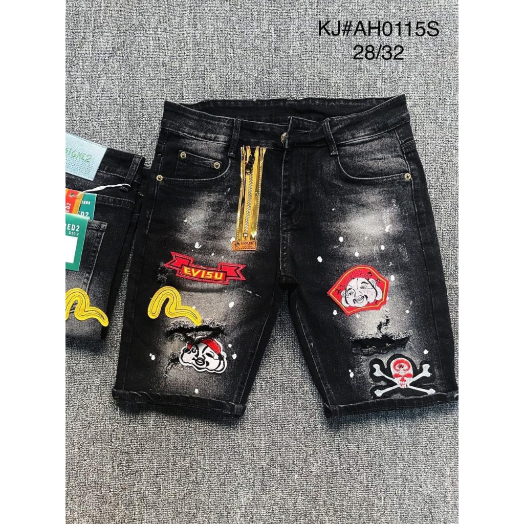 Men's short black jeans with beautiful logo embroidered, new model 2022 ...