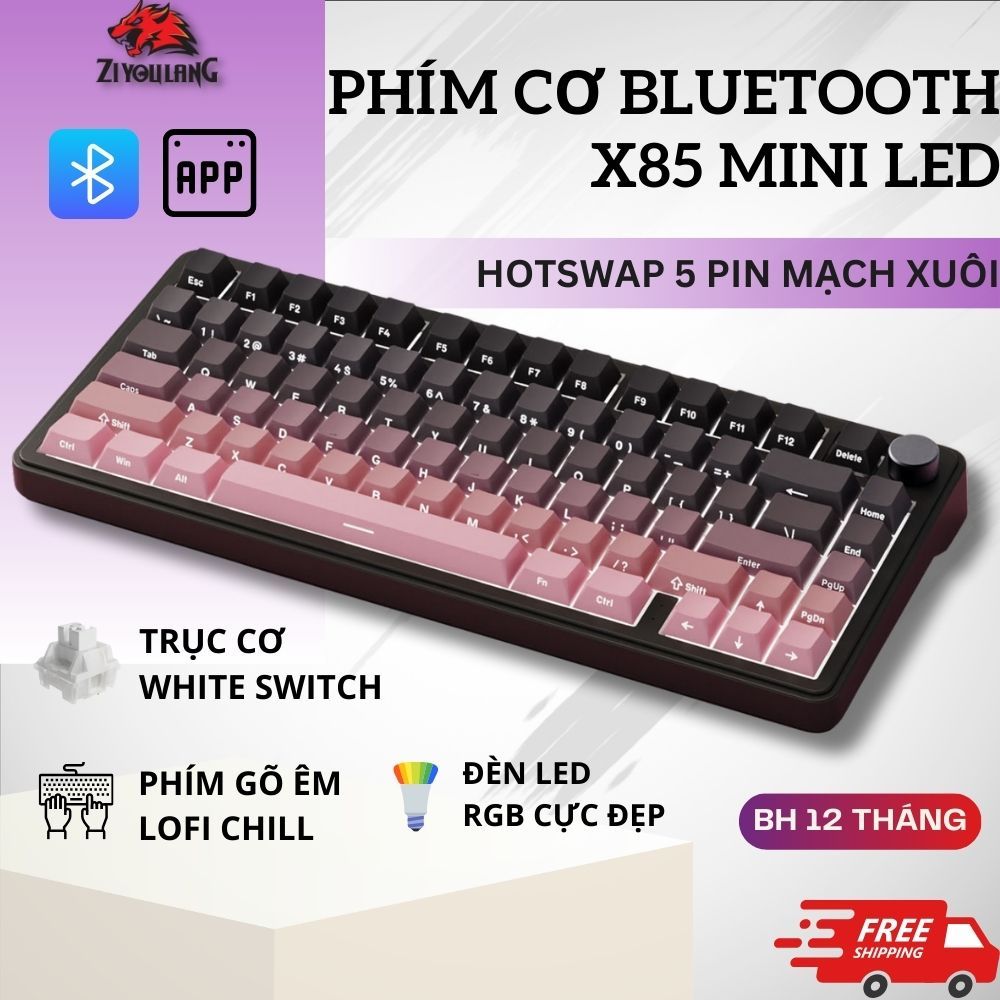 Ziyoulang X85 MINI Wireless Bluetooth Mechanical Keyboard RGB LED 3 ...