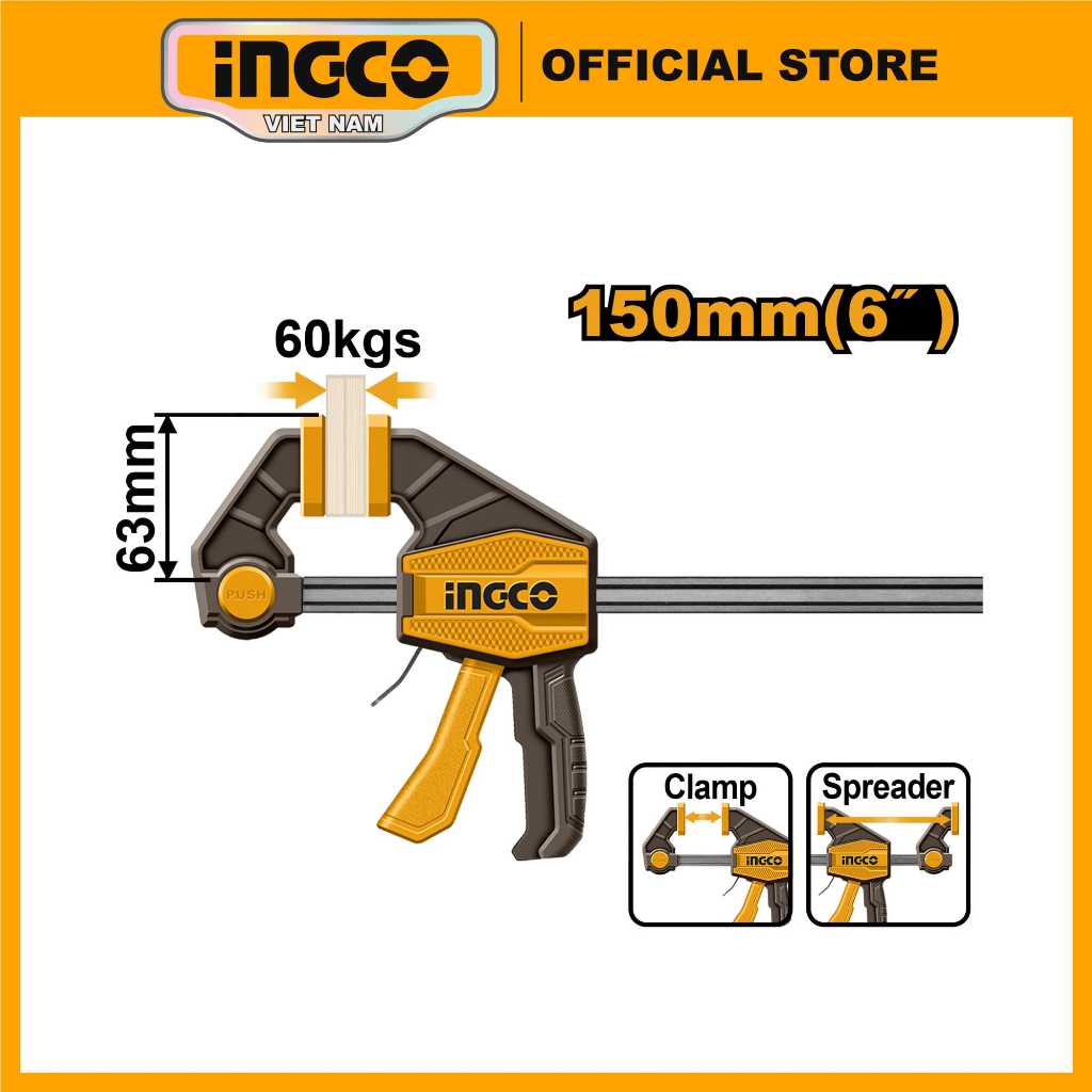 Ingco HQBC01601 6-inch quick clamp bar 63x150mm maximum clamping force ...