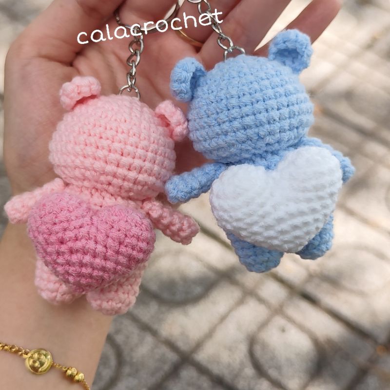 Keychain Lovely runner couple bearbag made of handmade wool (real photo ...