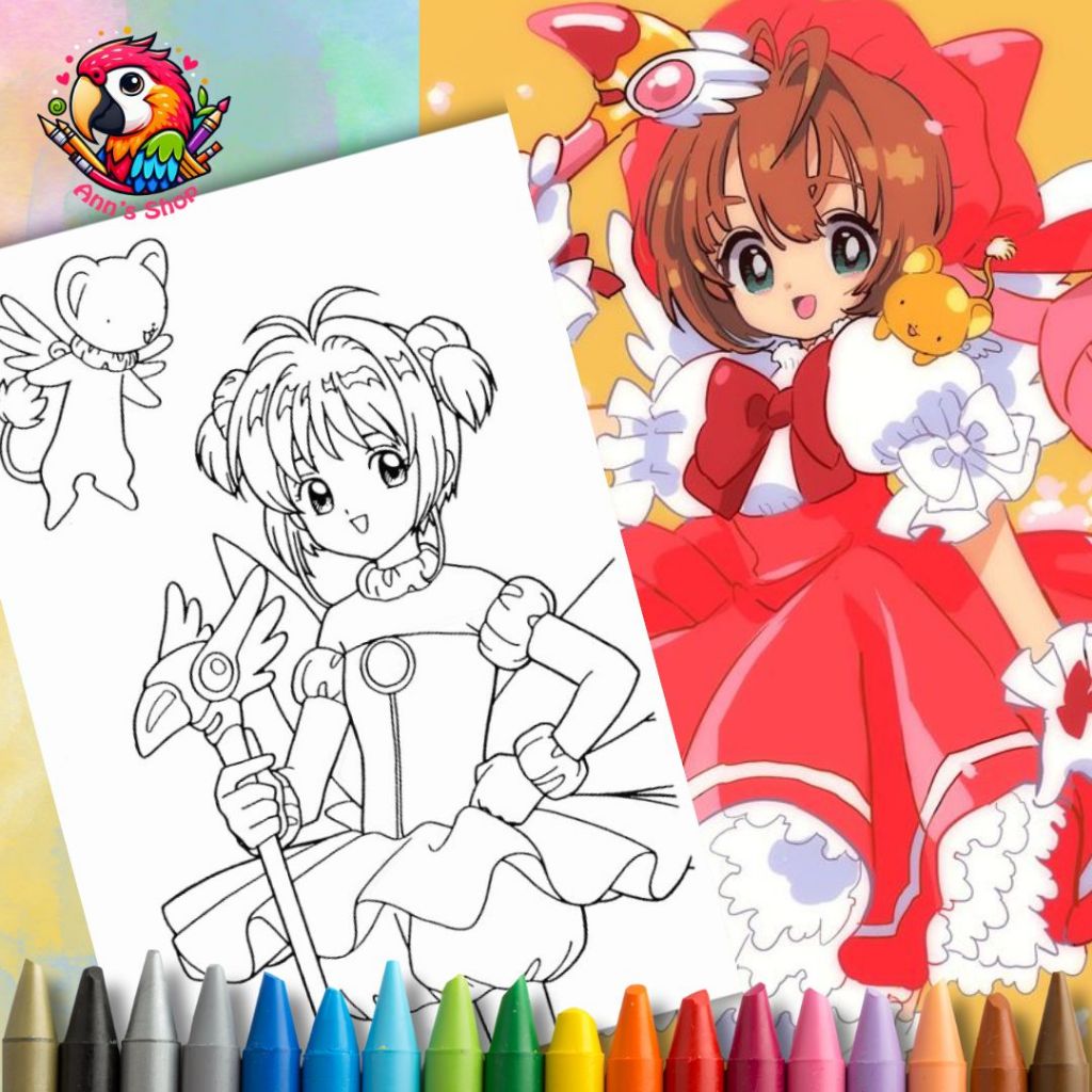 Complete set of 15 coloring pages "Cardcaptor Sakura - Card Captor ...