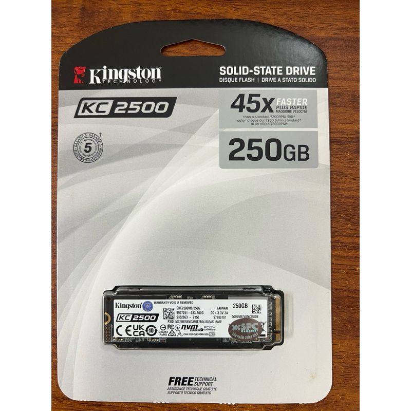Kingston KC2500 250GB NVMe M.2 2280 PCIe Gen 3x4 SSD Hard Drive ...