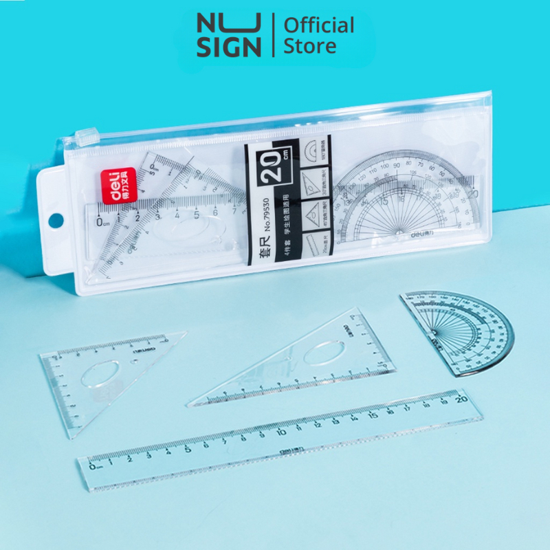 Ruler, protractor, eke set for students - 4-piece learning tool set ...