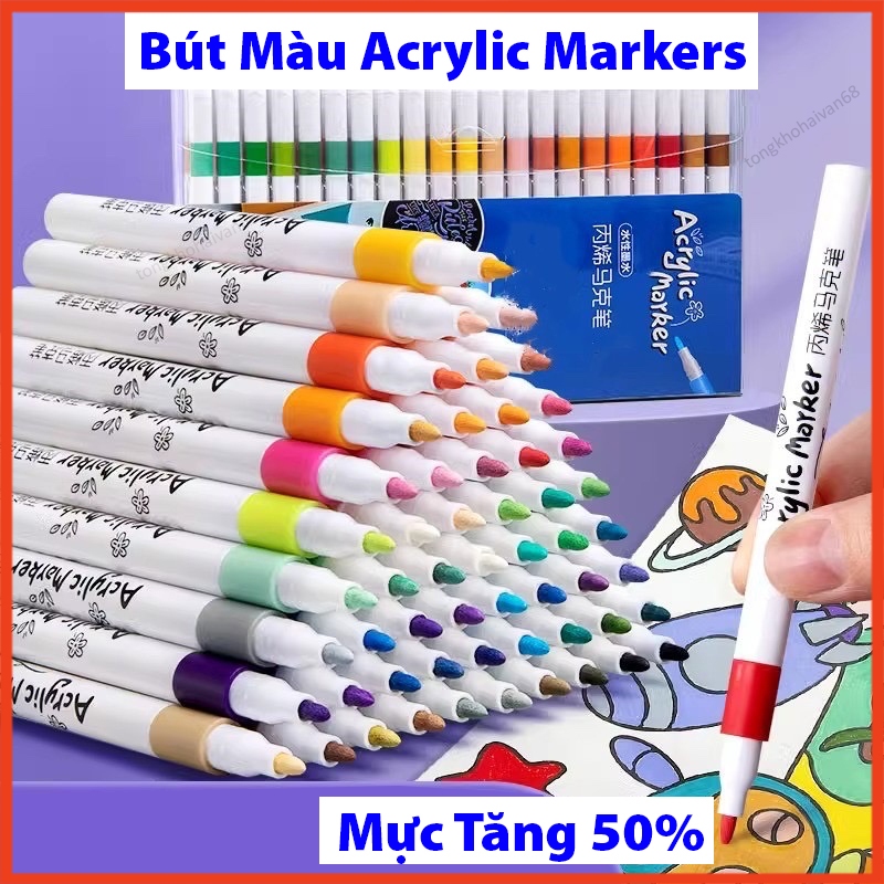 Acrylic Marker 12/24/36/48/60 Draws on Any Material Can Overlay Colors ...