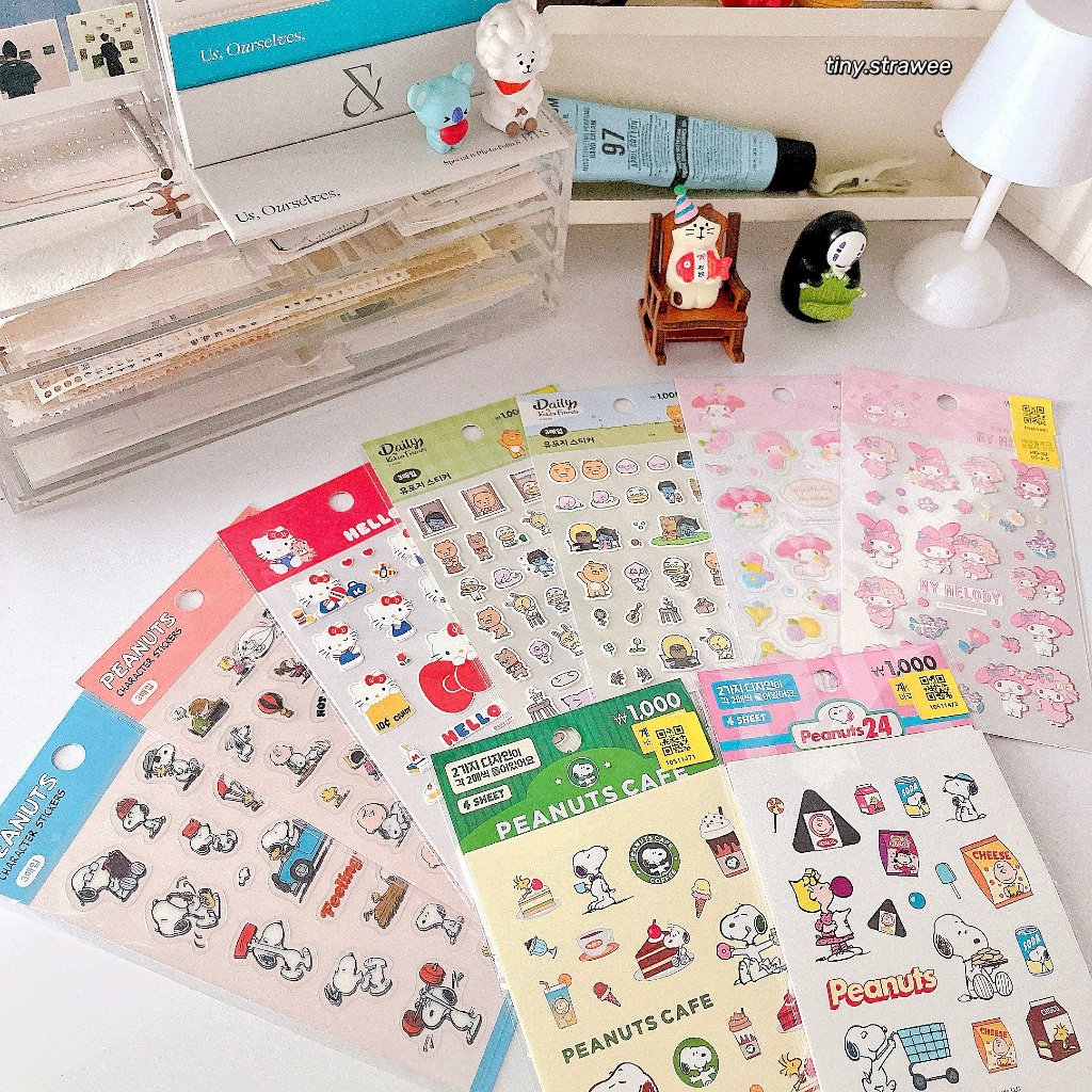 Set of Korean Daiso cartoon character stickers | Tiny Strawee | Shopee ...
