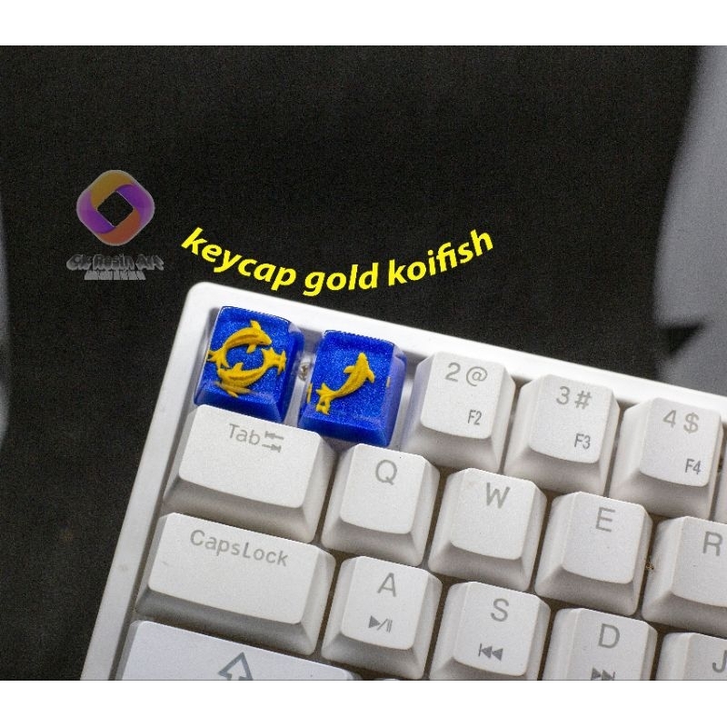 KOI Keycap resin Yellow Fish With Blue Background Decorated With ...