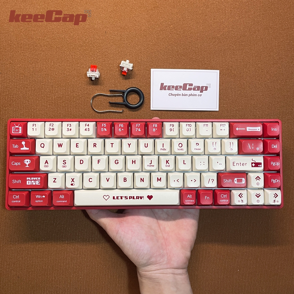 [KEECAP] Ajazz Ak680 Red White Mechanical Keyboard (1 Mode – 68 keys ...