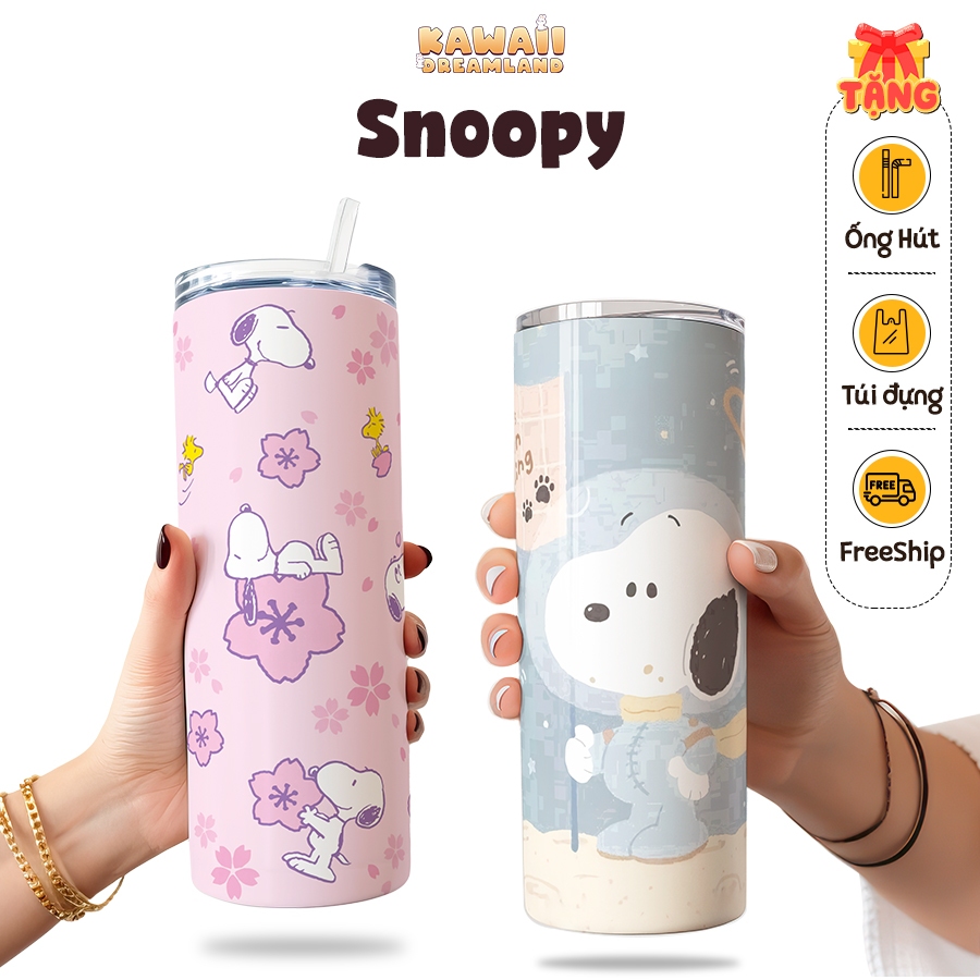 Snoopy cute thermos bottle - 600ml - 304 stainless steel - Free Handbag ...