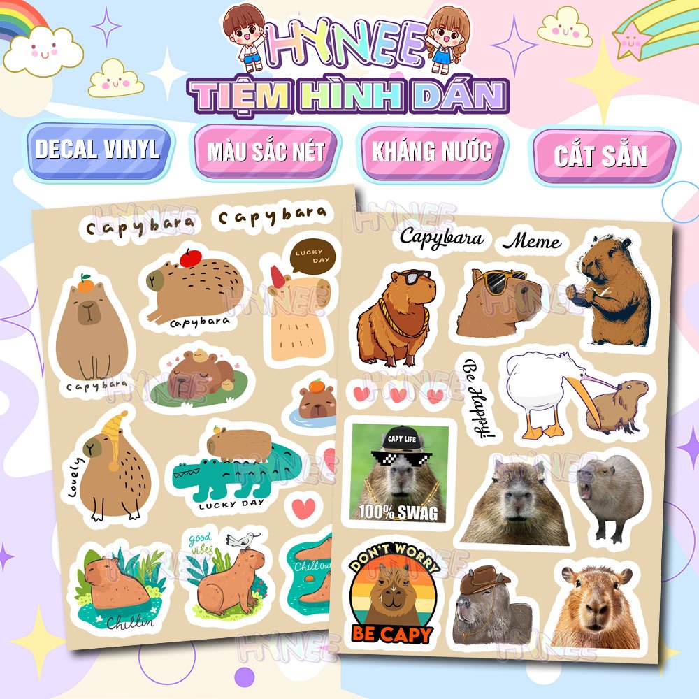 Cute Capybara Stickers - Cute Capy Stickers Helmet Stickers, Suitcase ...