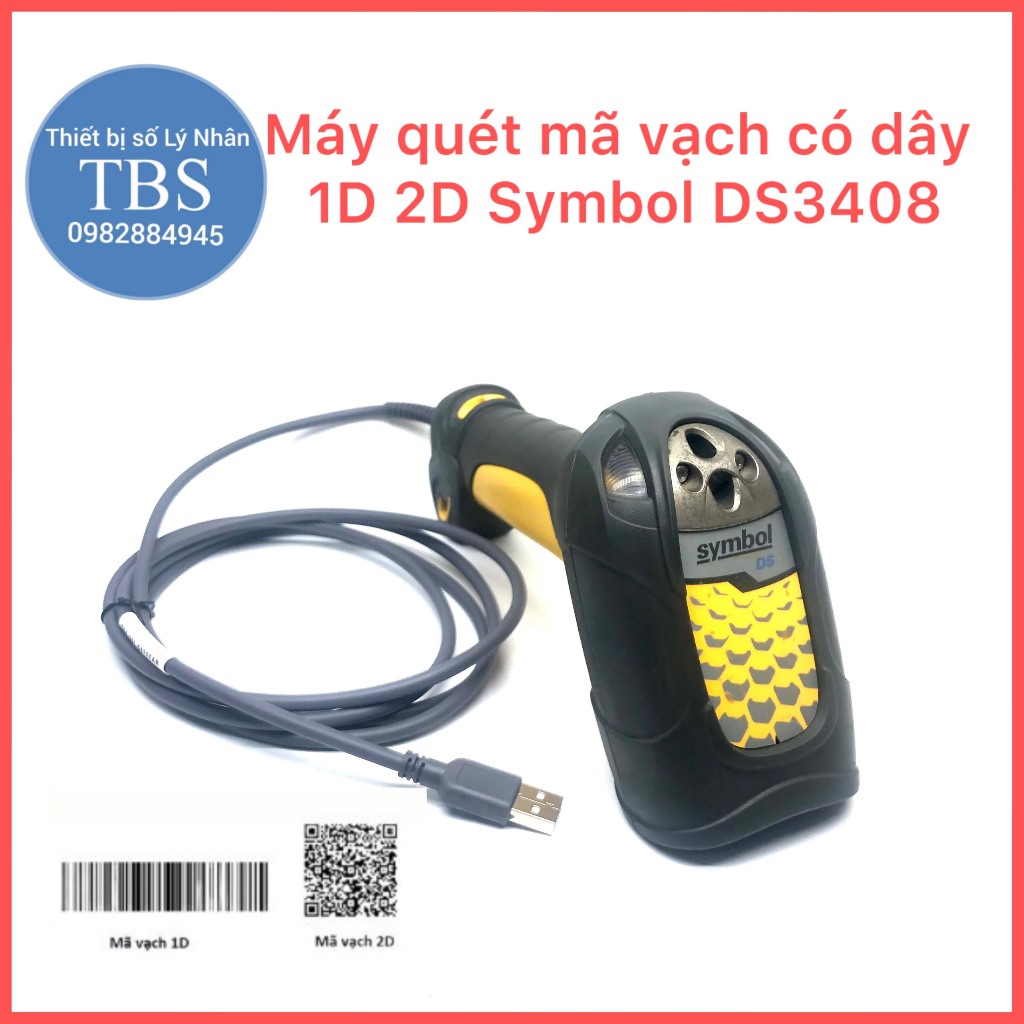 Symbol DS3408 1D Wired Barcode Scanner Scans Barcodes And QR Codes Fast ...