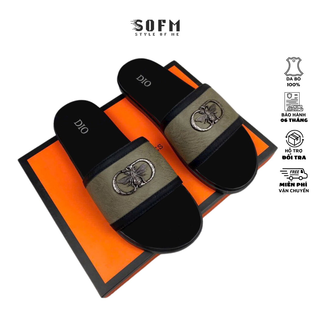 SOFM cowhide men's leather sandals, men's cross-strap slippers with high-quality rubber sole ...