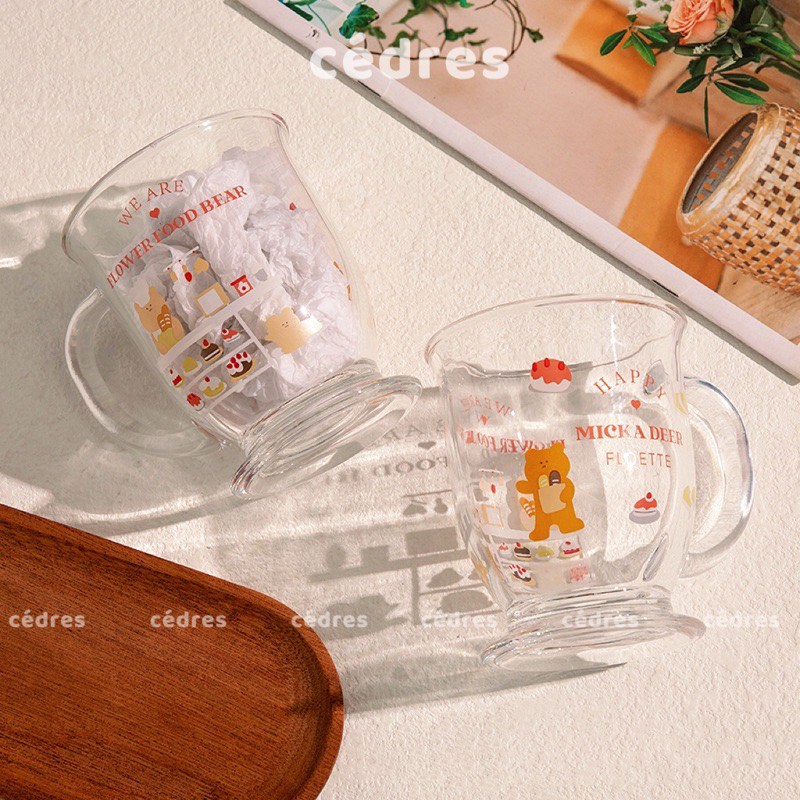Large size 450ml transparent heat-resistant glass cup with handle with ...