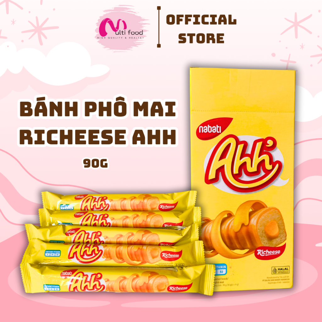 Richeese Ahh Cheese Sponge Cake Box 90g (10 sticks x 9g) | Shopee Singapore