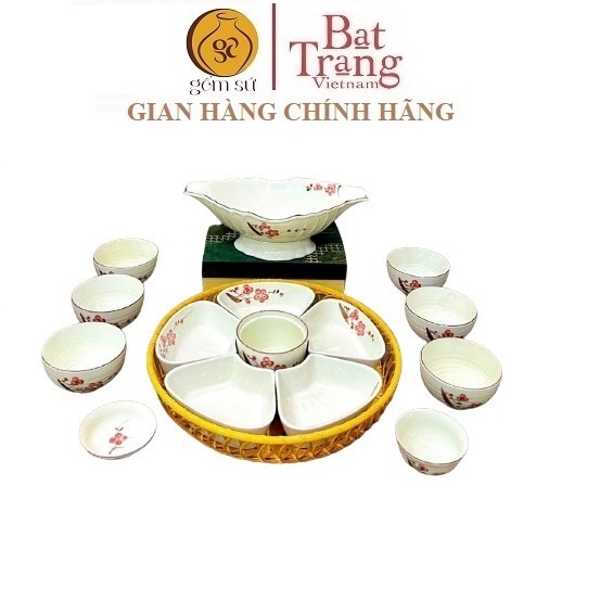 5-petal plate set with Bat Trang ceramic boat bowl tray | Shopee Singapore