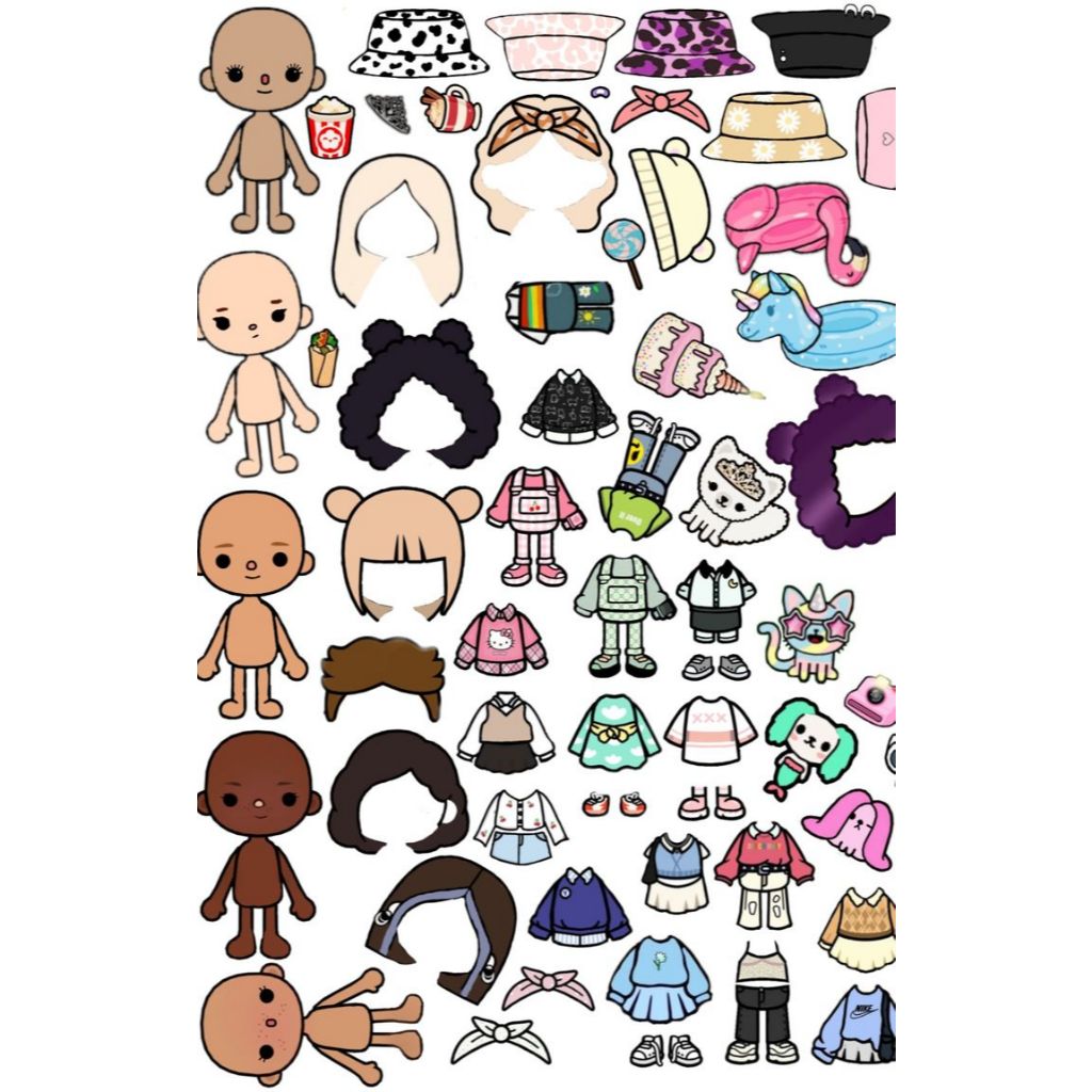 Gift set with 5 toca boca characters and thick clothes and sandals ...