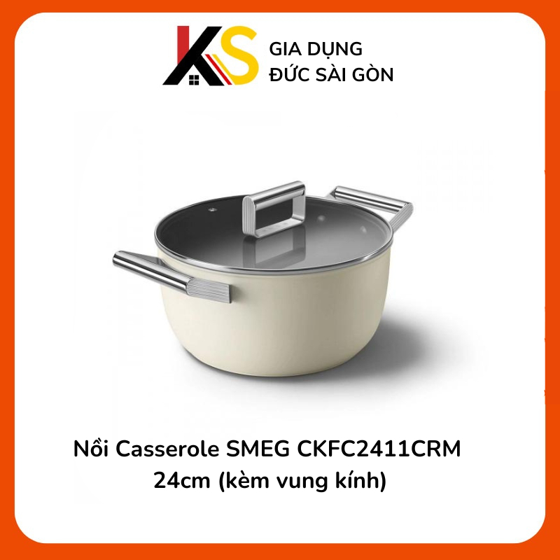 Smeg CKFC2411 Casserole Pot 24cm (with glass lid) | Shopee Singapore