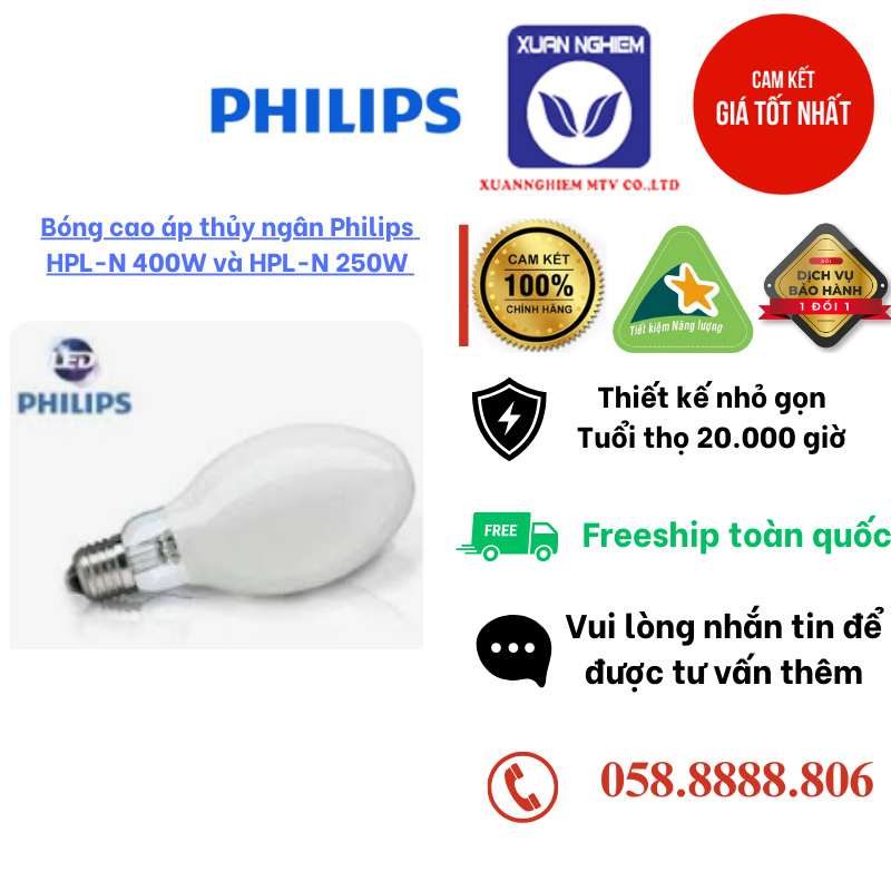 Philips HPL-N 400W mercury high pressure ball and HPL-N 250W | Shopee ...