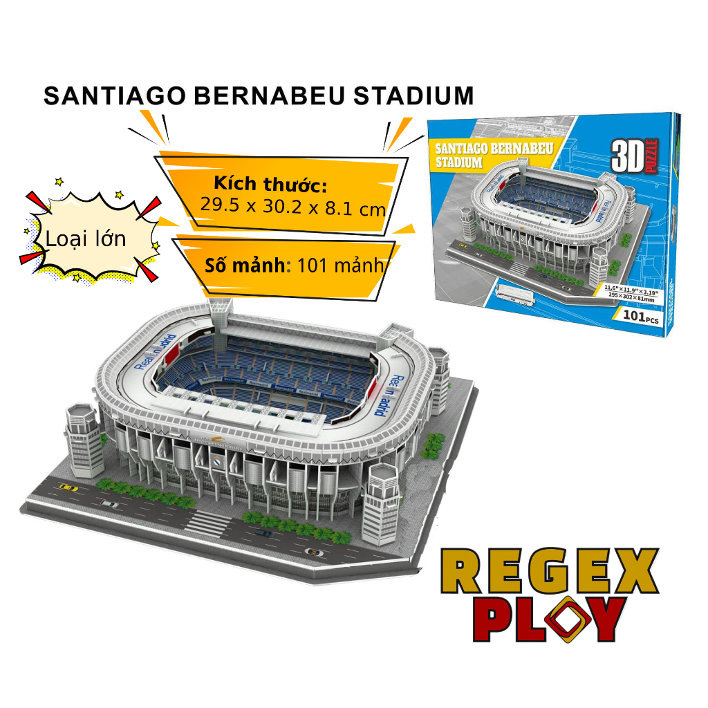 (Free Light included)Santiago Bernabeu Stadium 3D model assembly kit ...