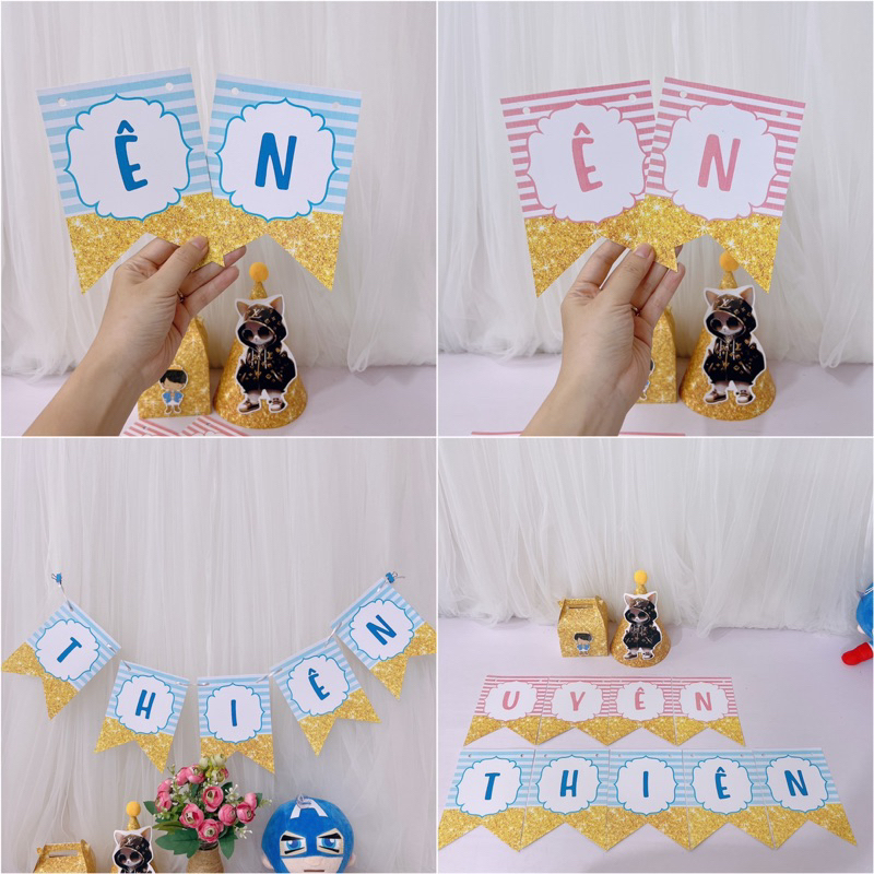 Paper letters with names with marks, with hanging straps, letters with ...