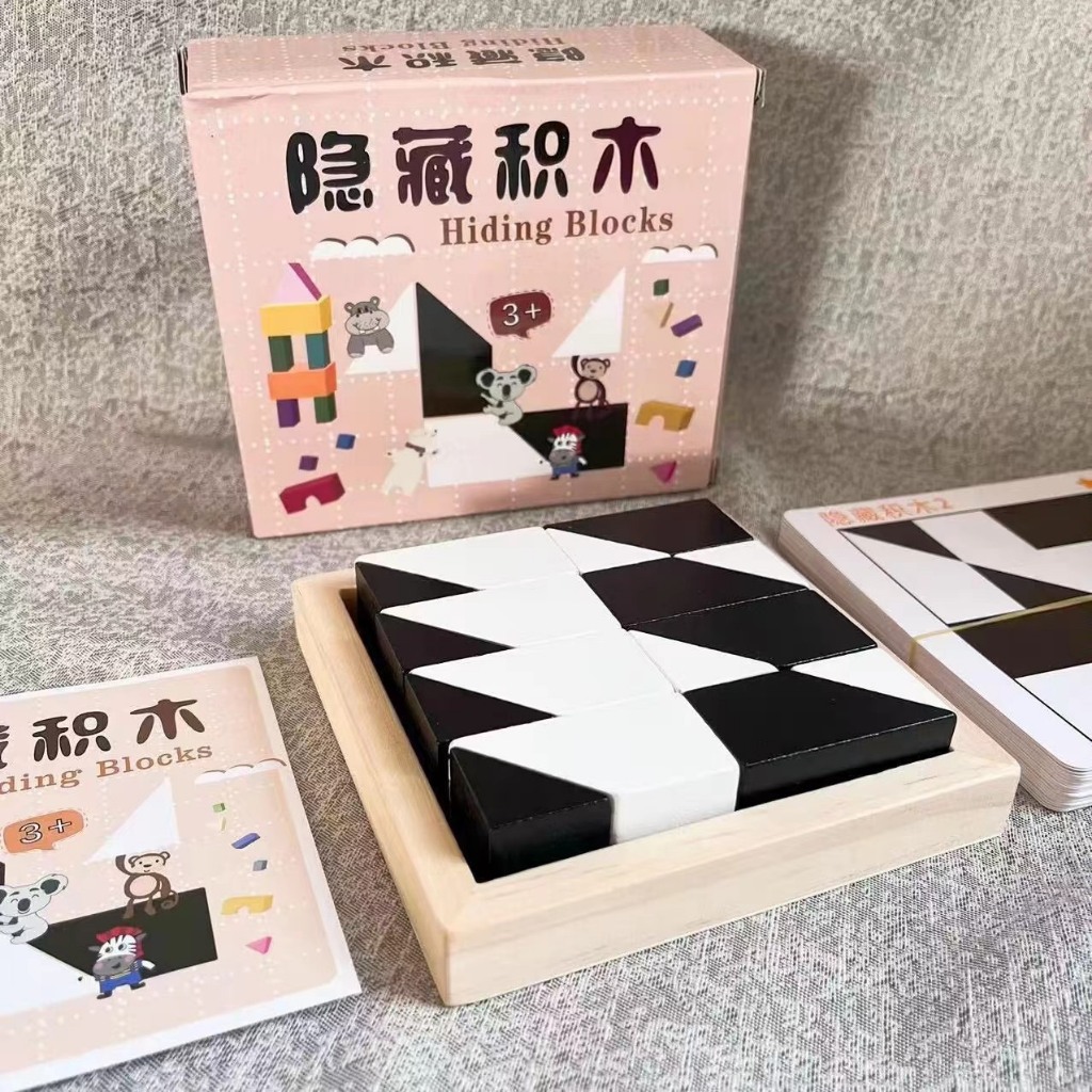 IQ Toy Set Black and White 3D Hidden Block Puzzle Smart Educational ...