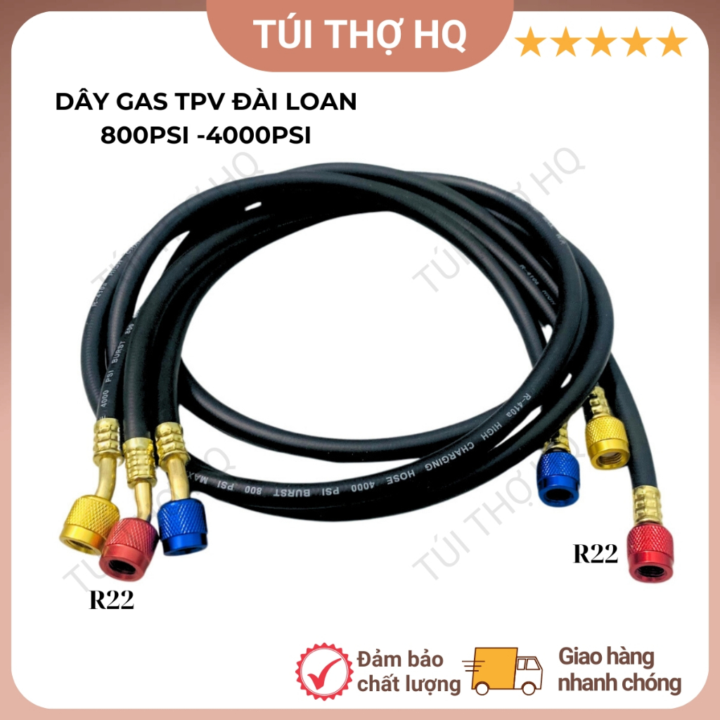 Set of 3 gas charging lines for R22 R134 R410 R32 gas types, 1m2 and ...