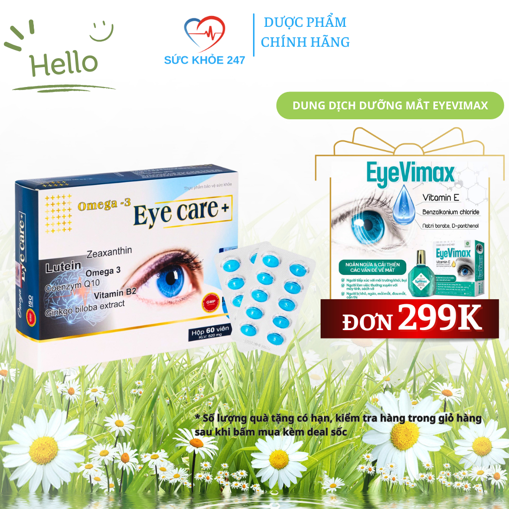 Omega-3 EYE CARE+ 60 Tablets/Box - People with Poor Vision, EYE Strain ...