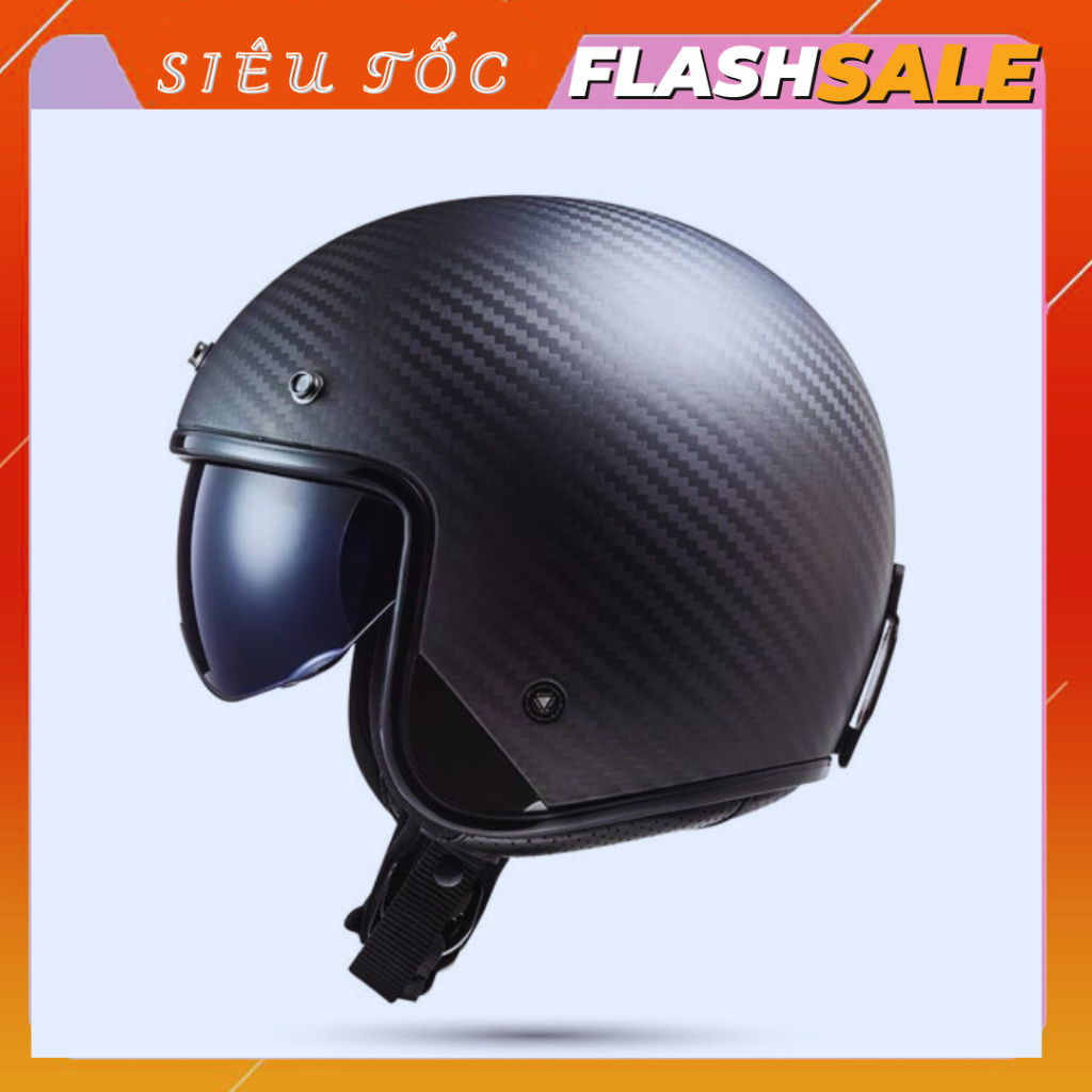 Genuine 3 / 4 Ls2 Of601 Carbon Helmet With Negative Glass, 3 / 4 Fox ...