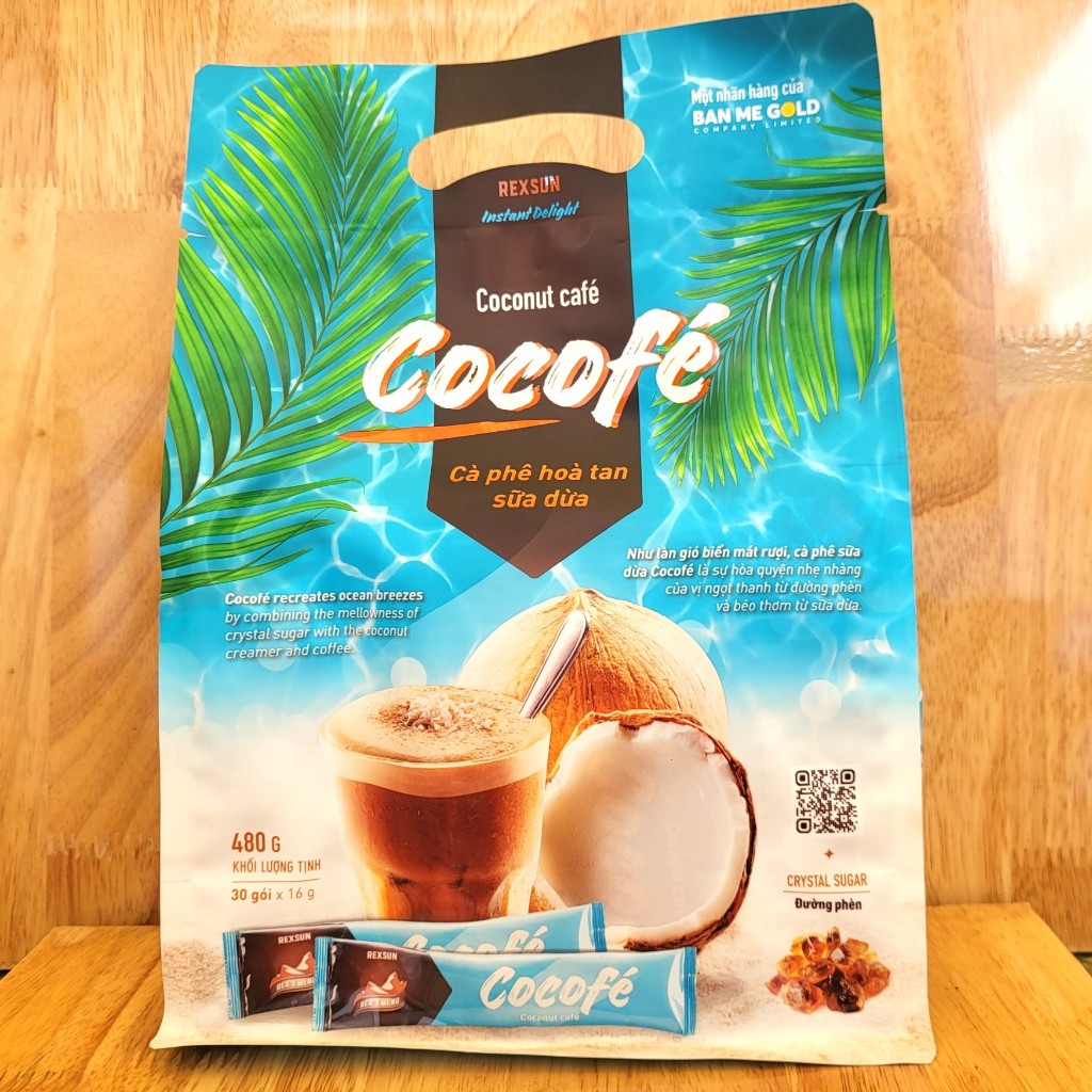 REXSUN [LARGE GREEN BAG 480g / 30 packs] INSTANT Coconut MILK Coffee ...