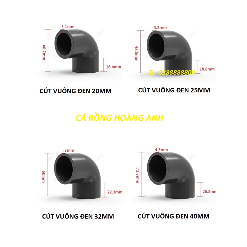 HIGH QUALITY U-PVC BLACK SQUARE FLU 20-25-32-40MM FOR AQUARIUM | Shopee ...