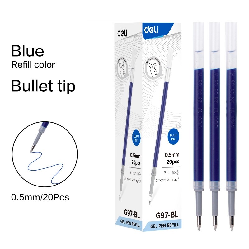 Combo of 5 Deli EG97 Gel Pen Refills 0.5mm Stroke - Used to Replace Pen ...